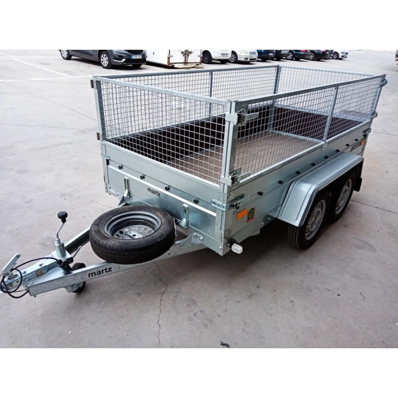 Remolque galvanizado de dos ejes con suplemento de barandilla